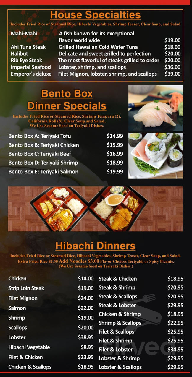 Menu for Bonzai Japanese Steak and Sushi in Kerrville, TX | Sirved