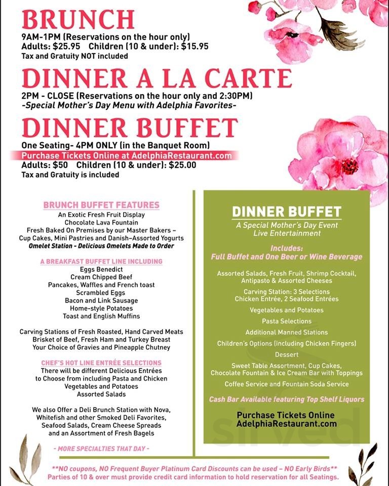 Adelphia Restaurant & Events menu in Deptford, New Jersey, USA
