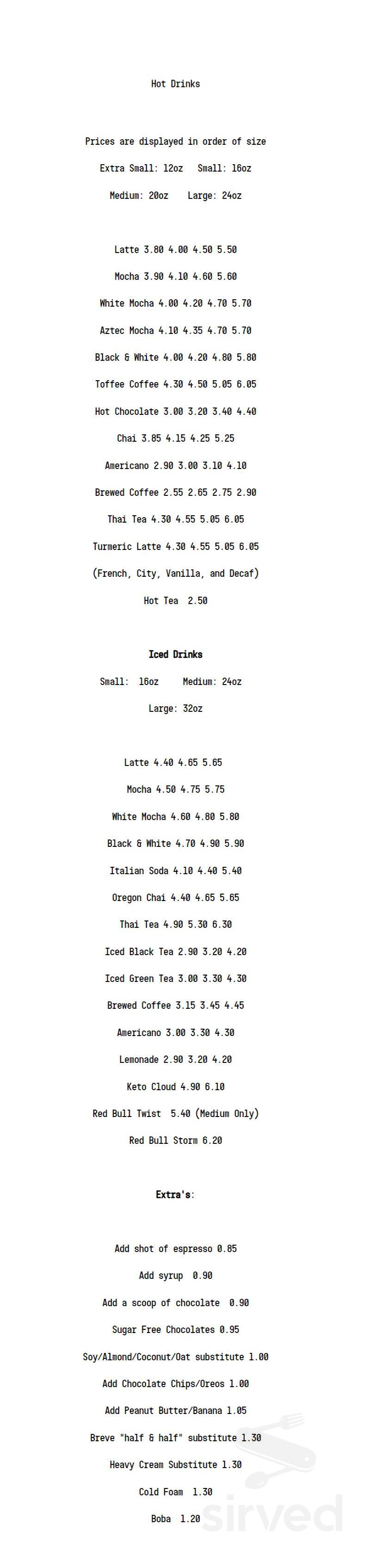 The Bean Barn menu in Placerville, California, USA