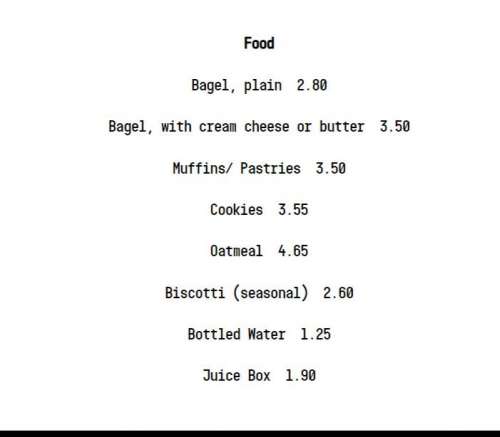 The Bean Barn menu in Placerville, California, USA