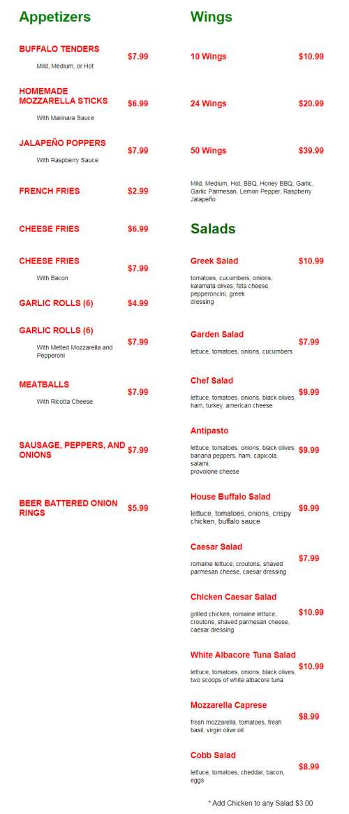 Big Louie's Pizzeria (Formerly known as Mama Lucy's) menu in Fort ...