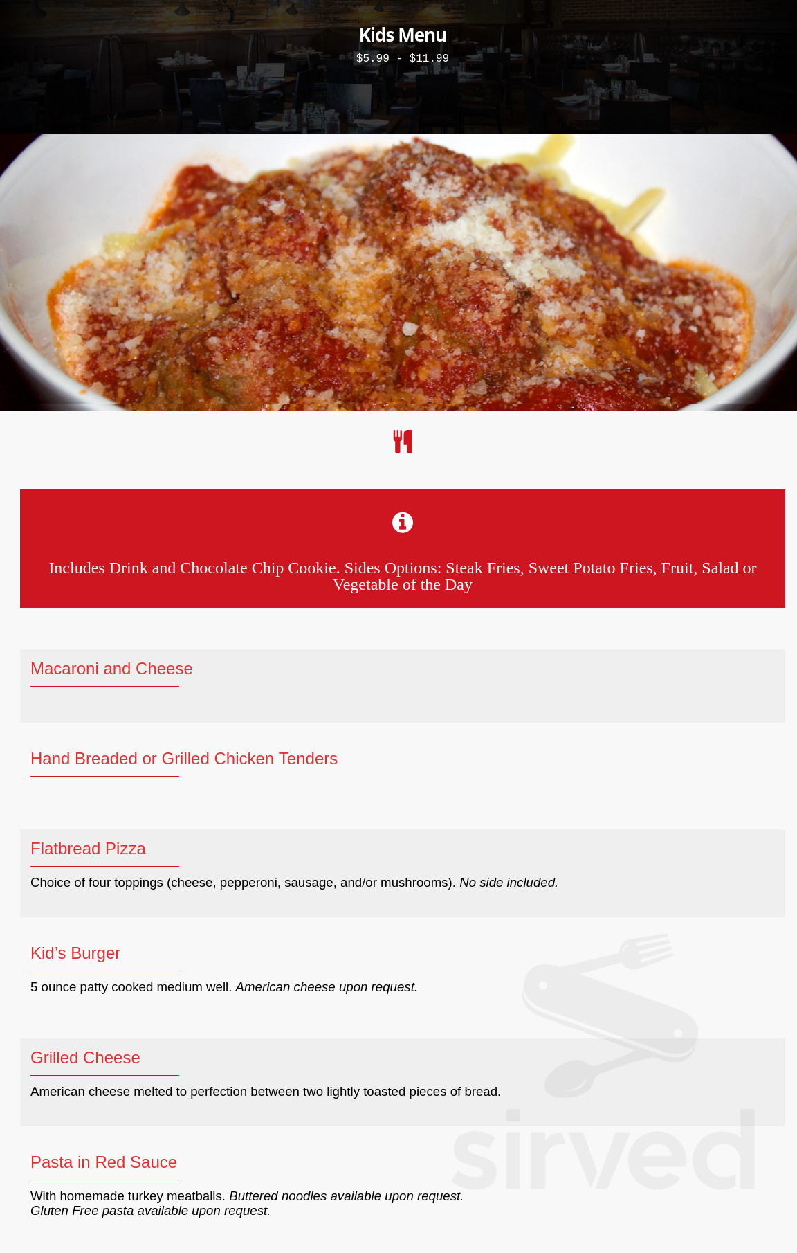 Three Kings Public House menu in St. Louis, Missouri, USA