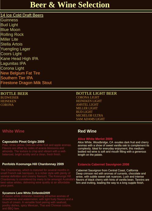 Ye Olde Rathskeller menu in Cranford, New Jersey, USA