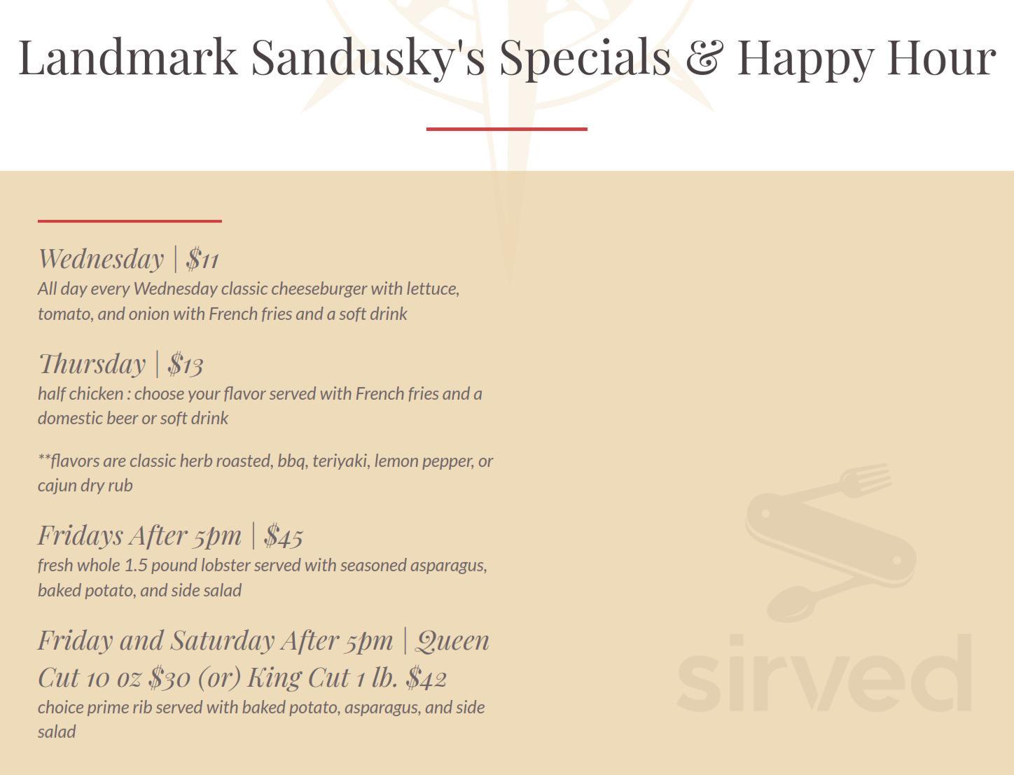 Menu - Sandusky OH's Landmark Kitchen and Bar | Sirved