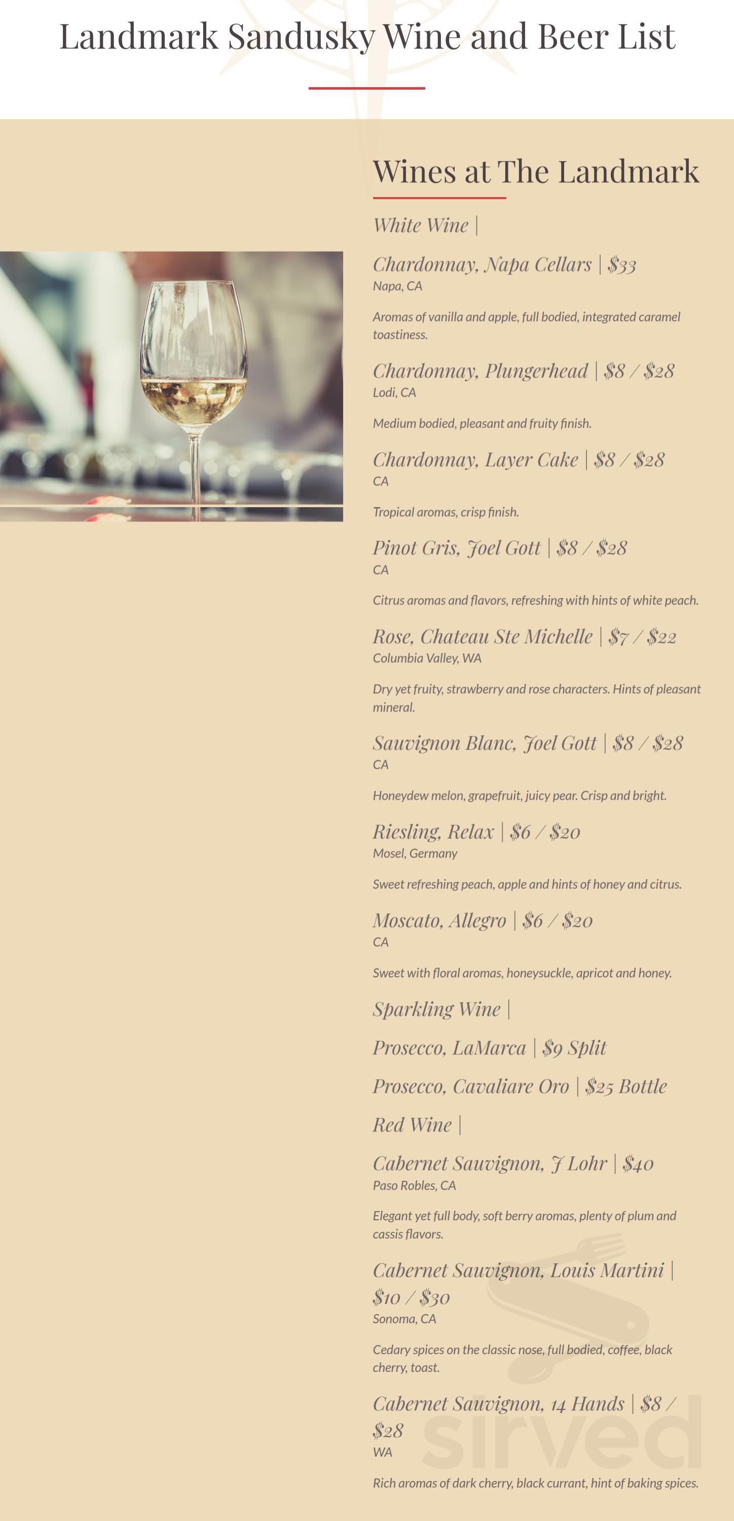 Menu - Sandusky OH's Landmark Kitchen and Bar | Sirved