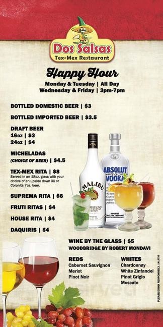 Dos Salsas menu in Austin, Texas, USA