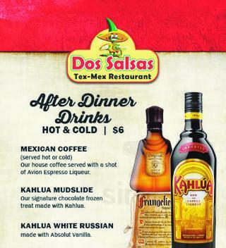 Dos Salsas menu in Cedar Park, Texas, USA