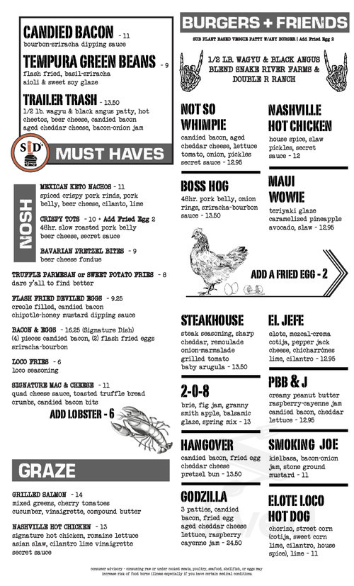 Menu for Sid's Garage in Boise, ID | Sirved