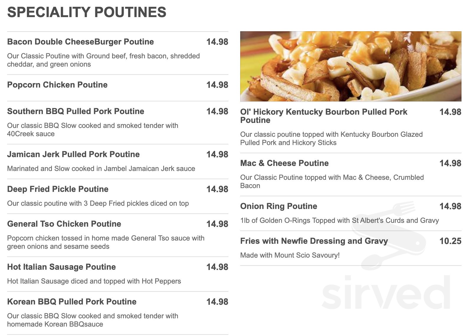 Fat Les Waterfront Patio menu in Brockville, Ontario, Canada