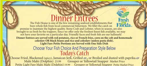 Menu for The Fish House in Key Largo, FL | Sirved