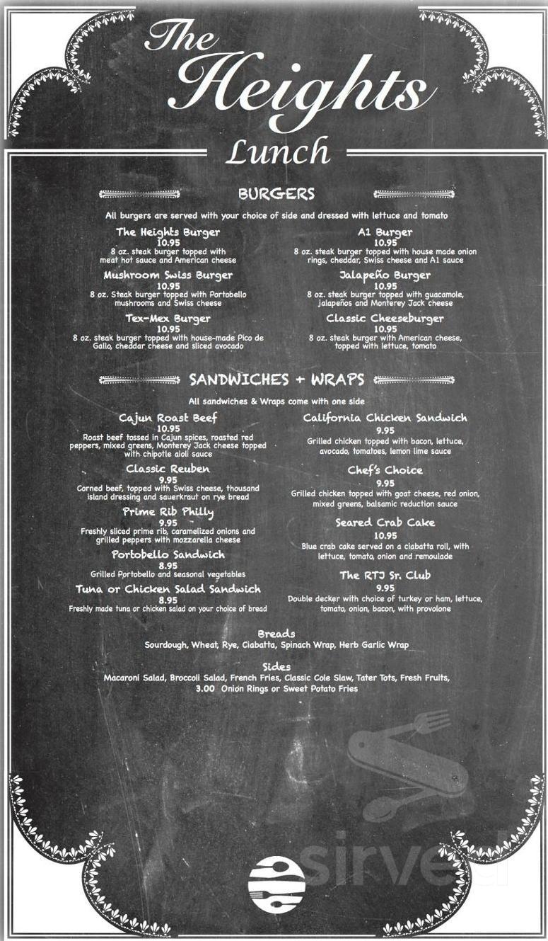 The Heights Restaurant menus in Sodus Point, New York, United States