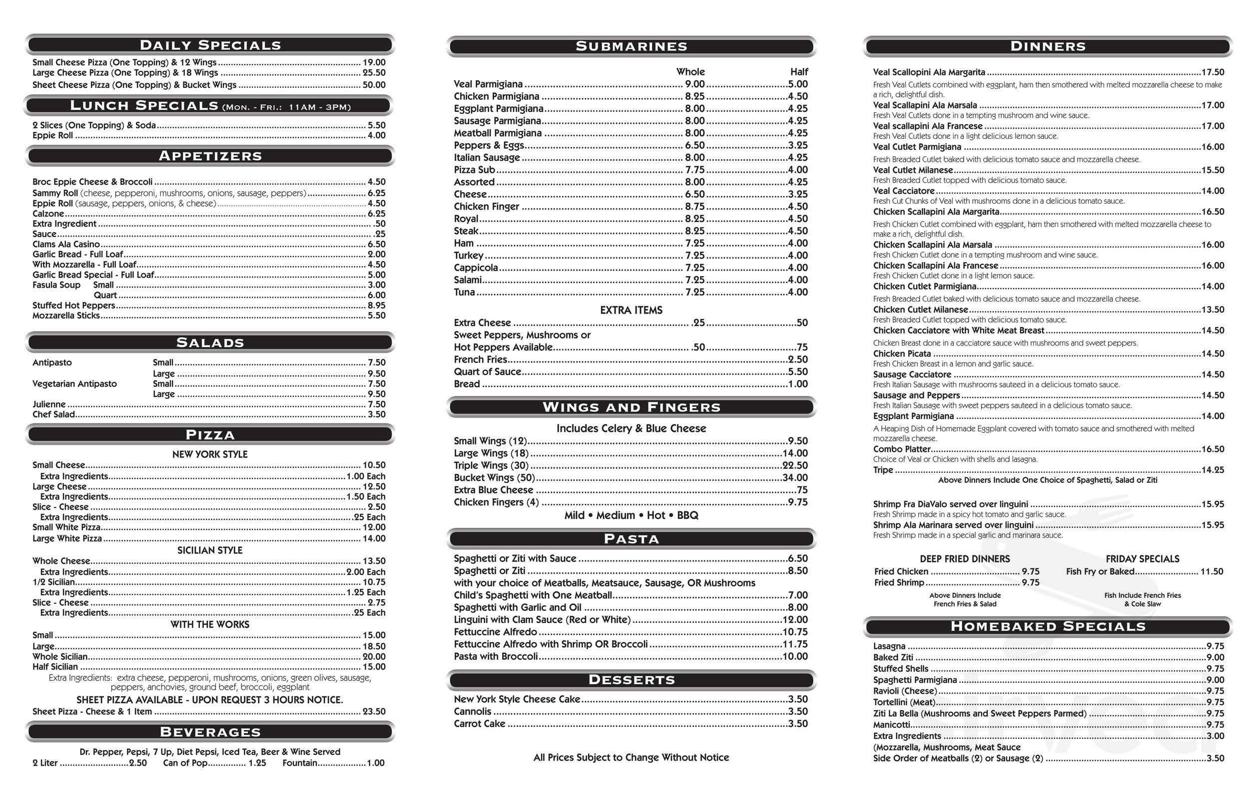 La Bella Sicilia menus in Buffalo, New York, United States