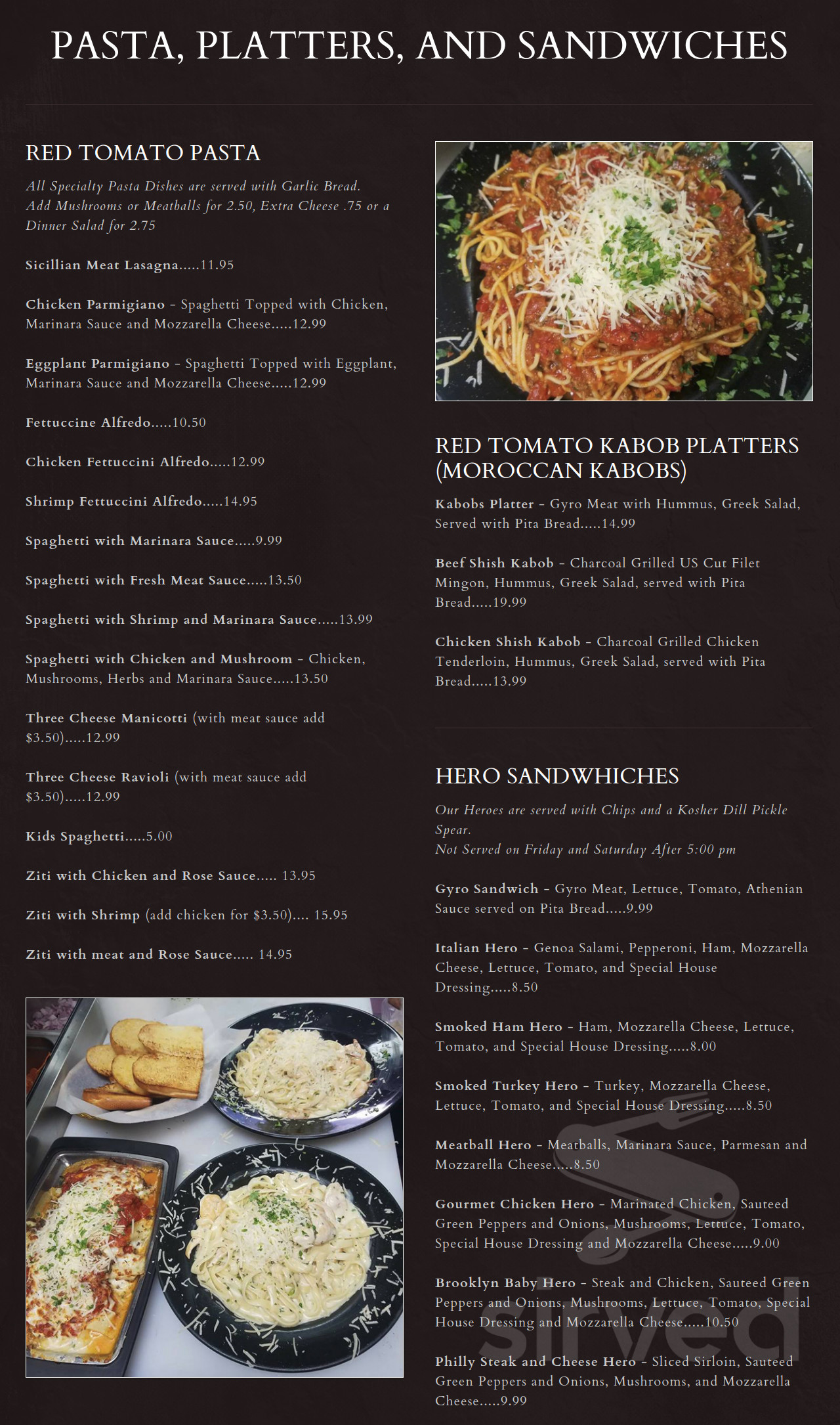 Red Tomato and Wine Restaurant menu in Anderson, South Carolina, USA