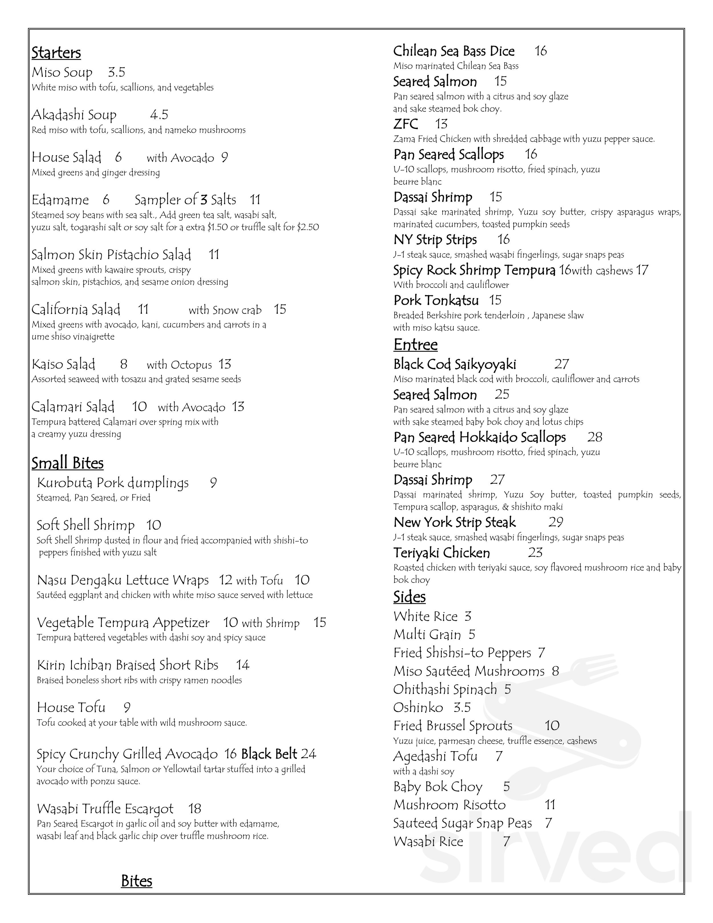 Zama menus in Philadelphia, Pennsylvania, United States