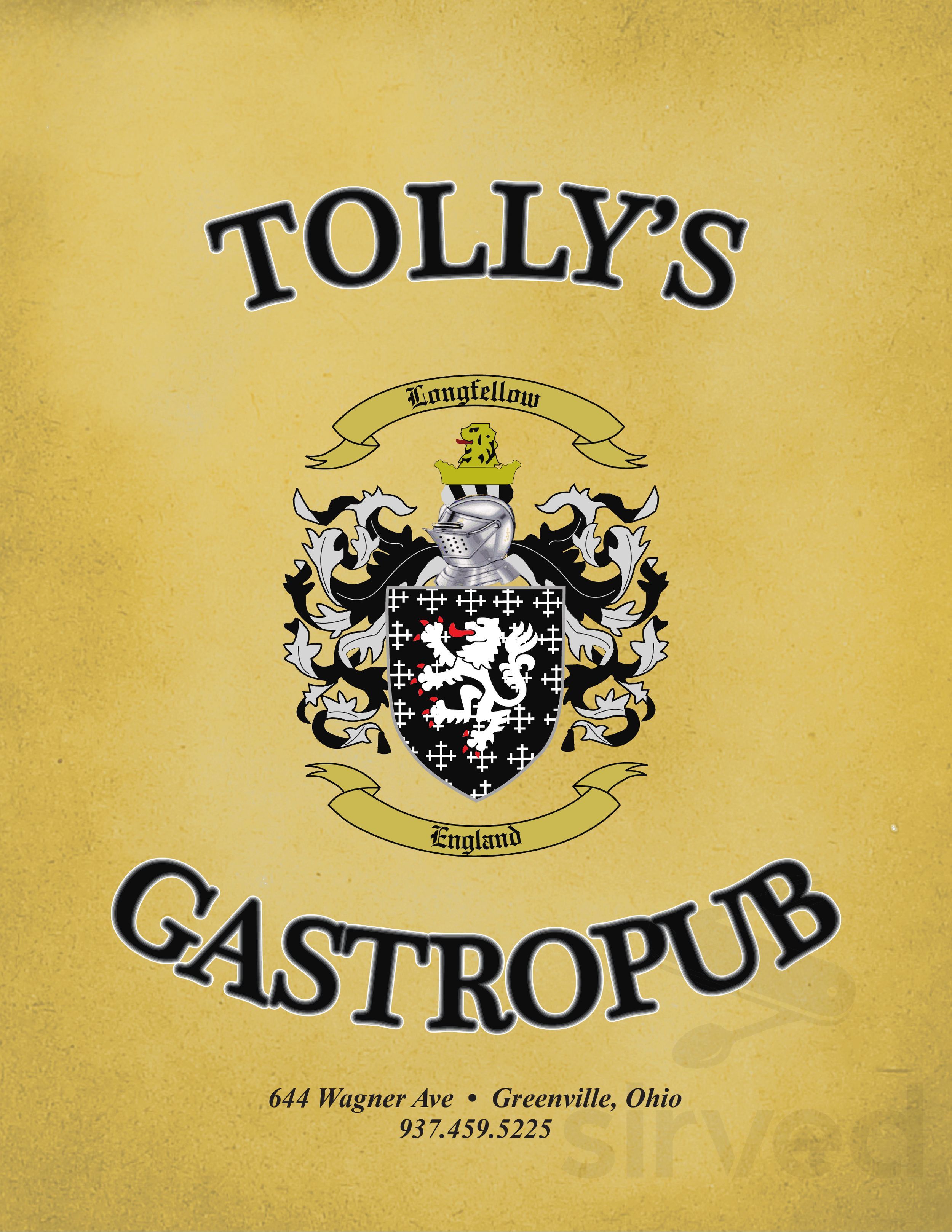 Menu for Tolly's Gastropub in Greenville, OH | Sirved