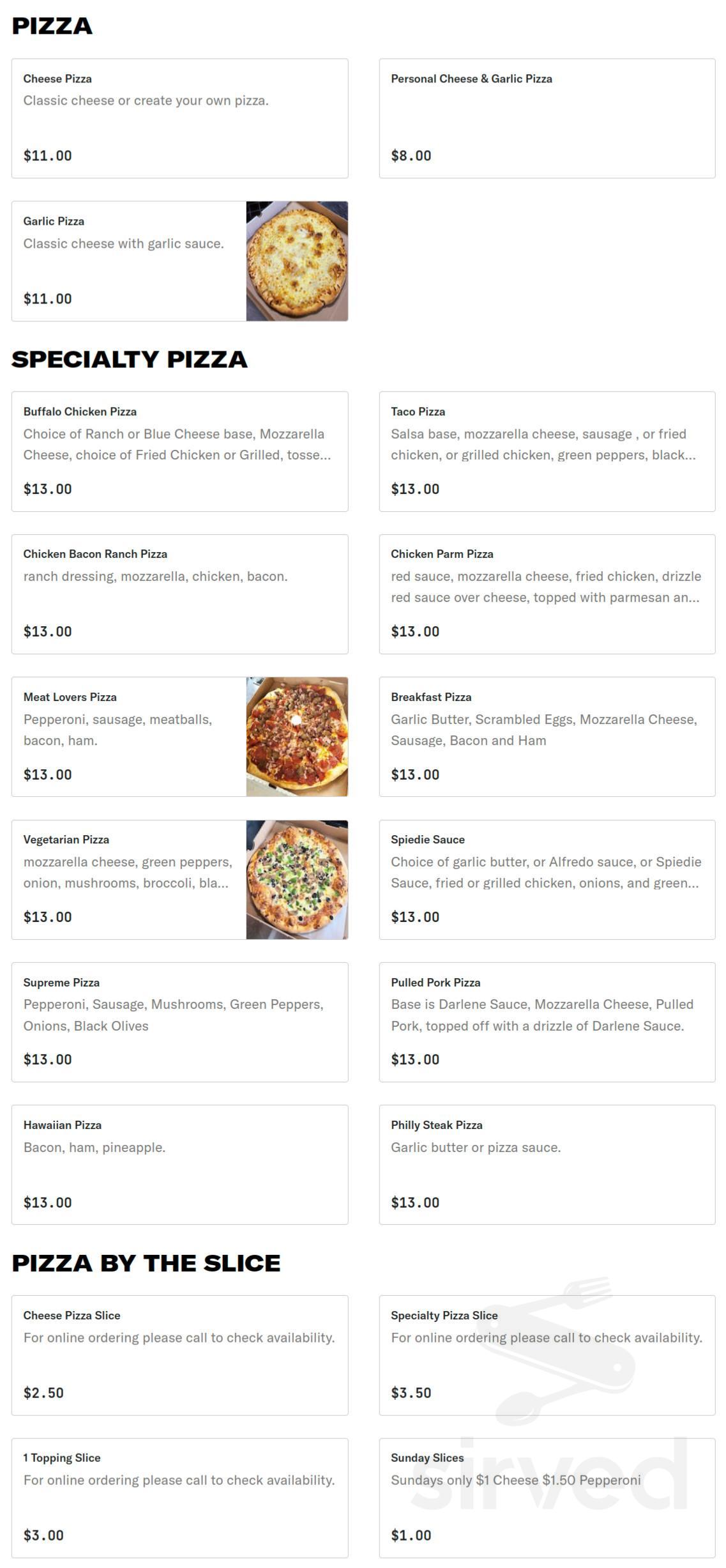 Menu - Hannibal NY's The Village Slice | Sirved