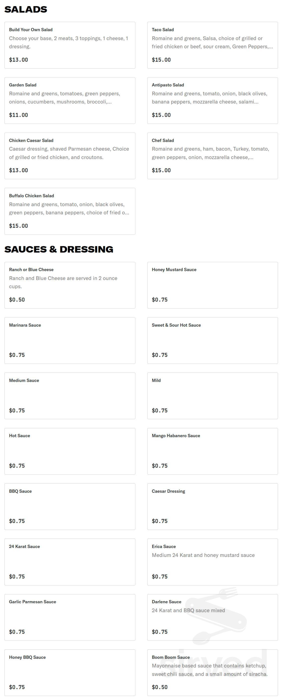 Menu - Hannibal NY's The Village Slice | Sirved