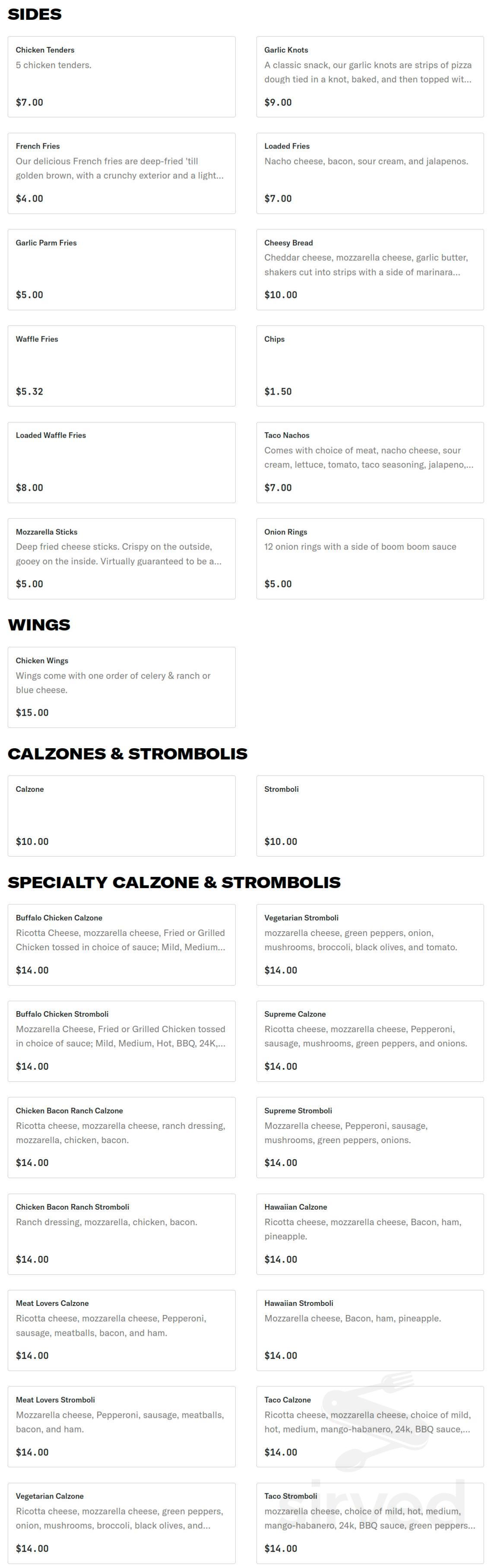 Menu - Hannibal NY's The Village Slice | Sirved