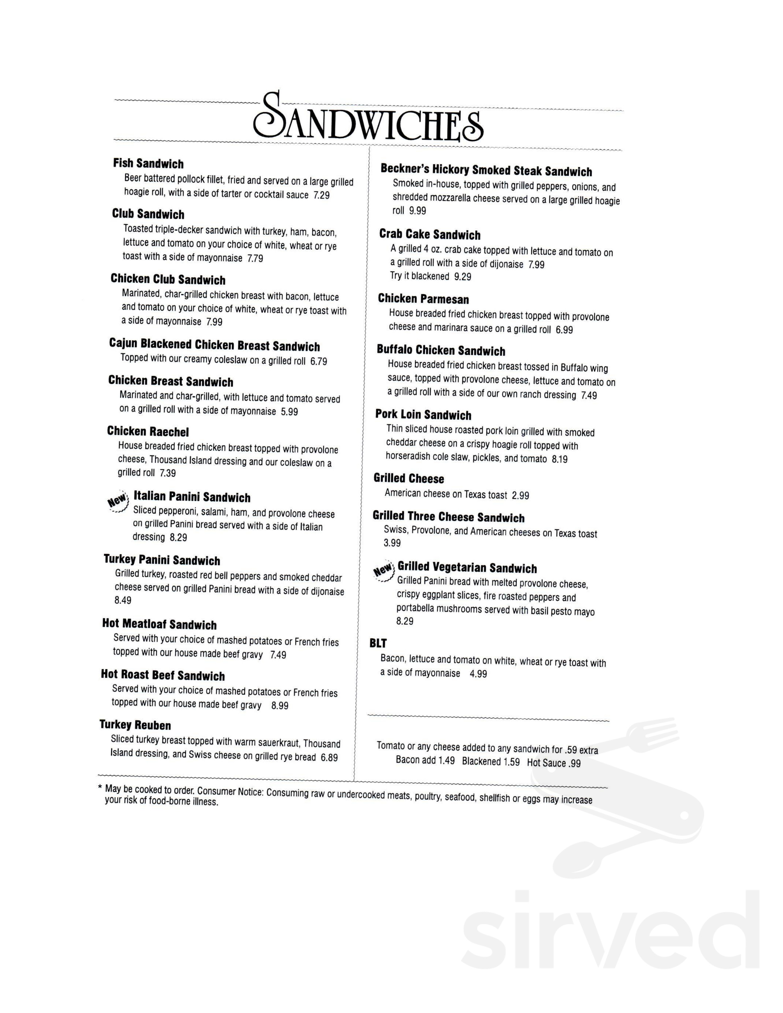 Pine Grill Restaurant menu in Somerset, Pennsylvania, USA