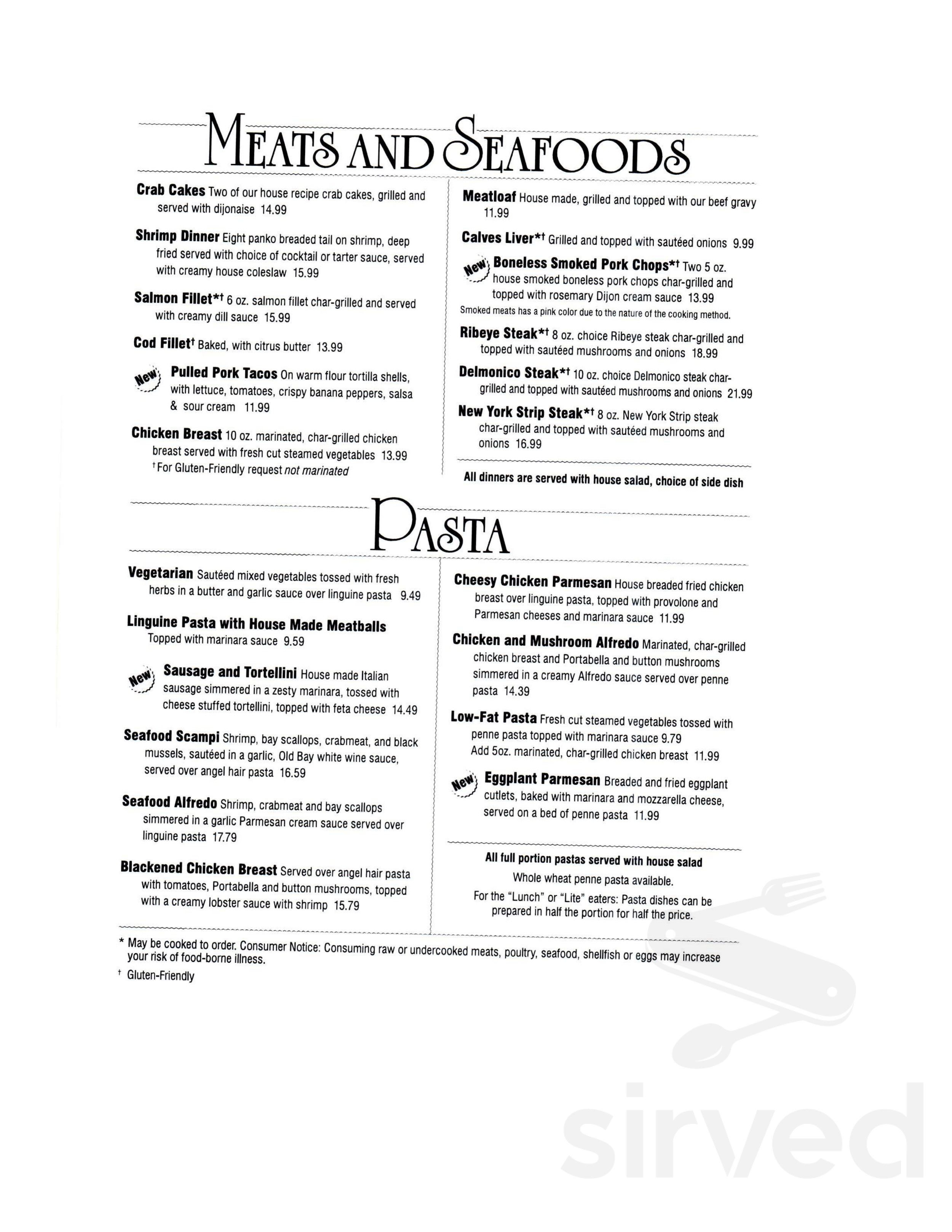 Pine Grill Restaurant menu in Somerset, Pennsylvania, USA