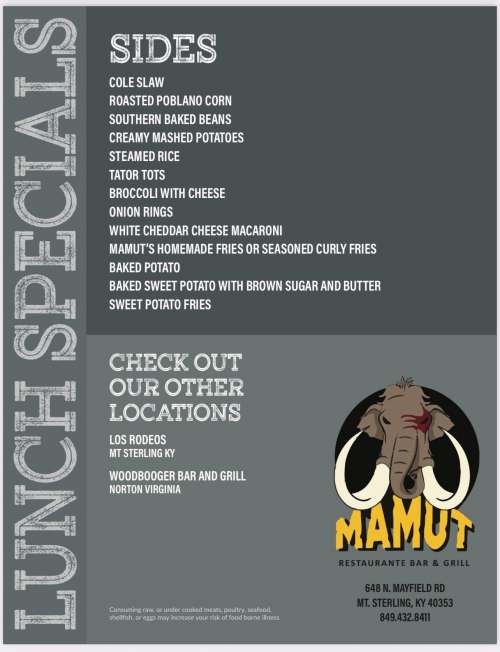 Mamut Bar N' Grill menu in Mt Sterling, Kentucky, USA