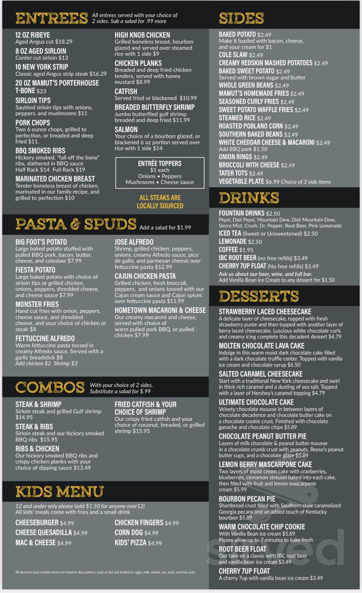 Mamut Bar N' Grill menu in Mt Sterling, Kentucky, USA