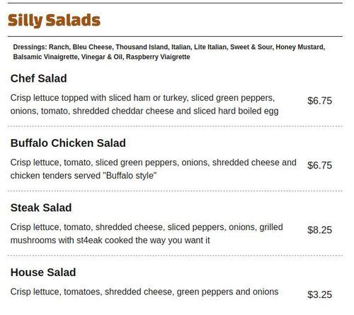 Nuthouse Saloon menu in Canton, Ohio, USA