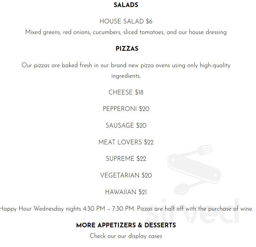 Sassafras Springs Vineyard and Winery menu in Springdale, Arkansas, USA