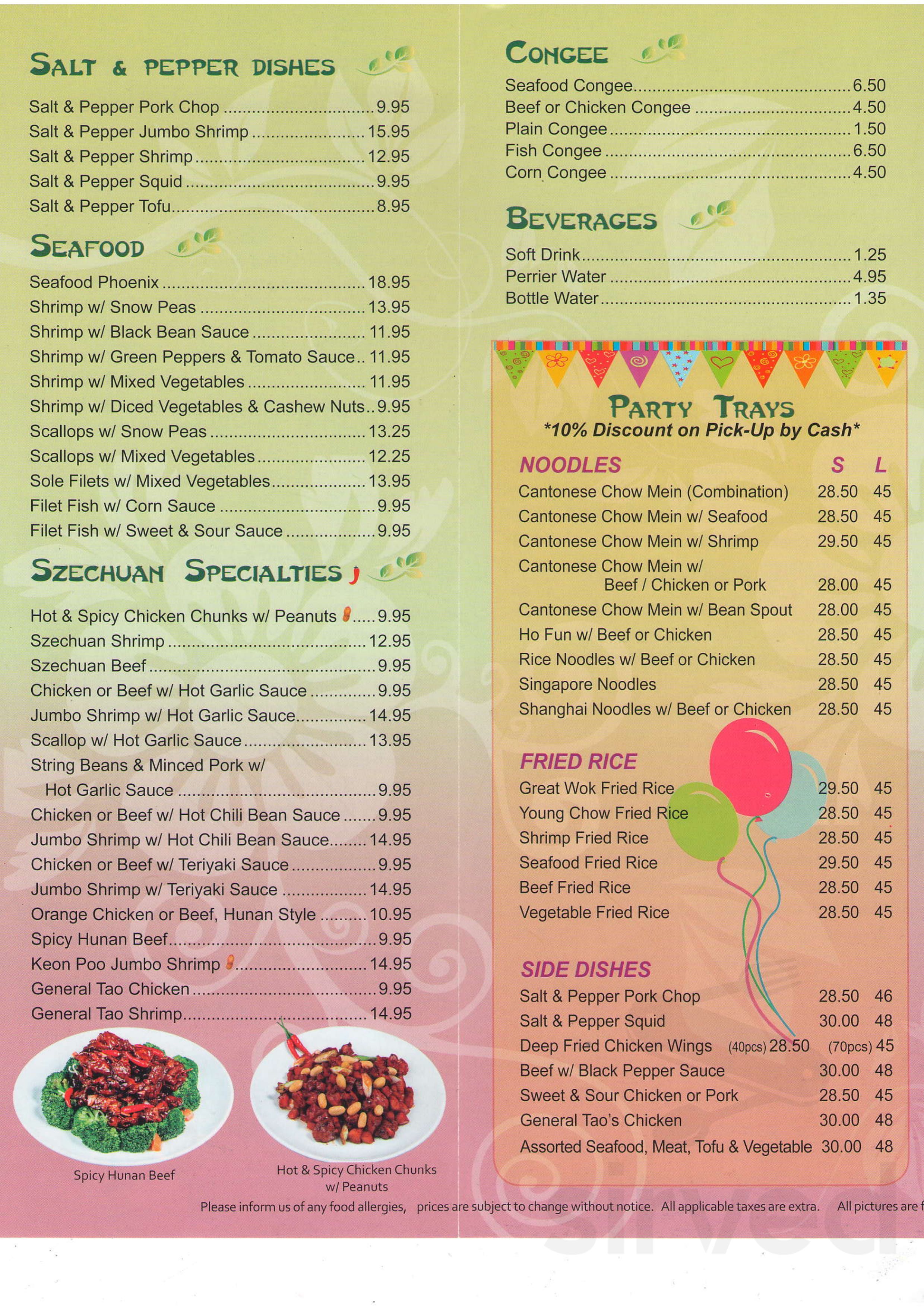 The Great Wok of China menus in Mississauga, Ontario, Canada