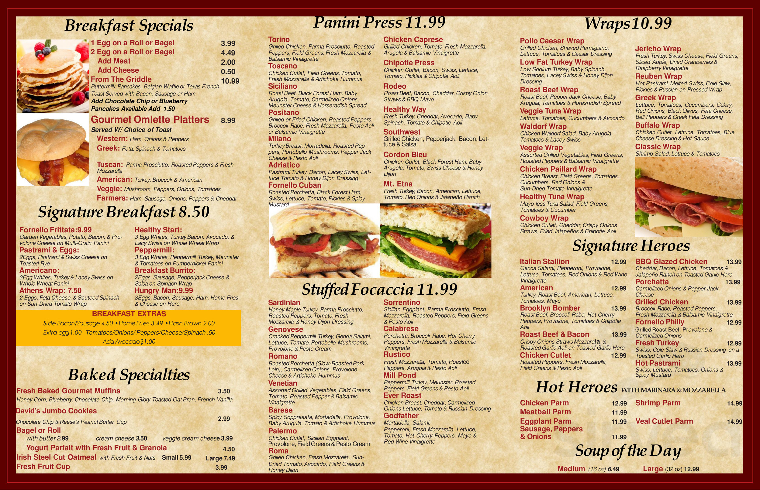 Il Fornello menu in Syosset, New York, USA