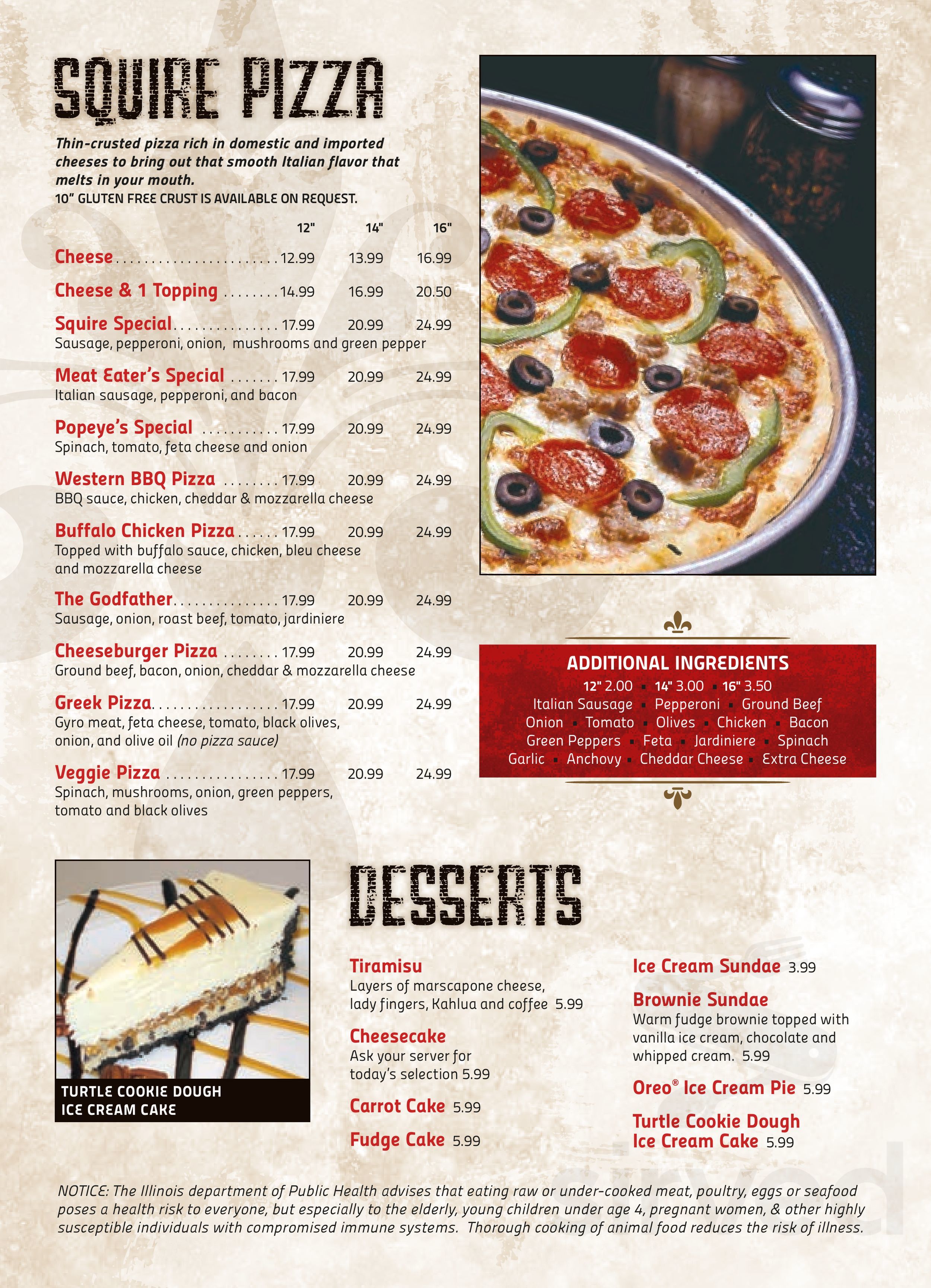 The Village Squire (South Elgin) menus in South Elgin, Illinois, United ...