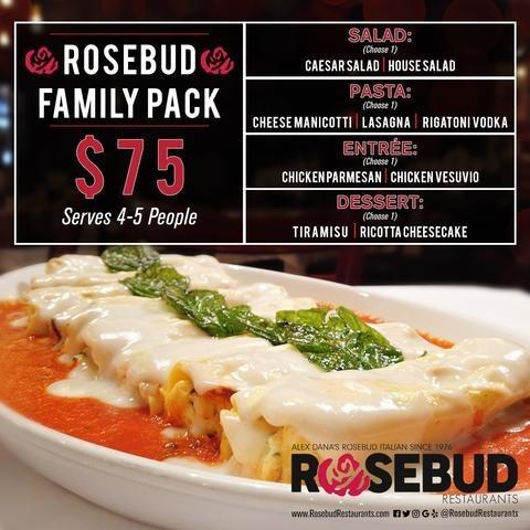The Rosebud menu in Chicago, Illinois, USA