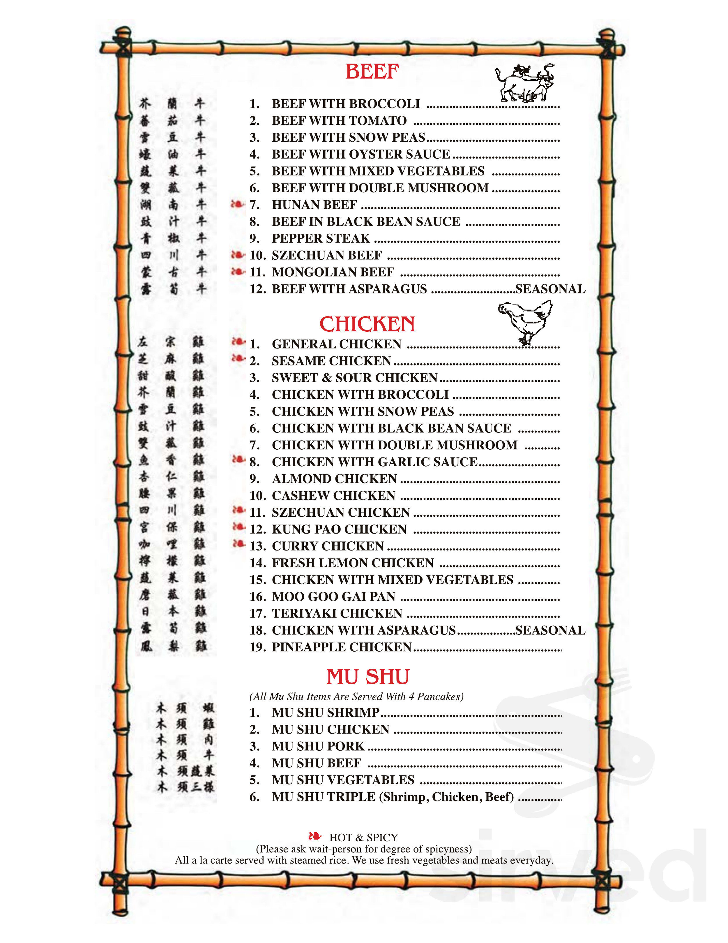 Menu - Scottsbluff NE's Wonderful House | Sirved