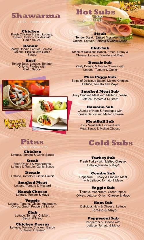 Mamma's Place Restaurant & Pizzeria Almonte menu in Almonte, Ontario ...