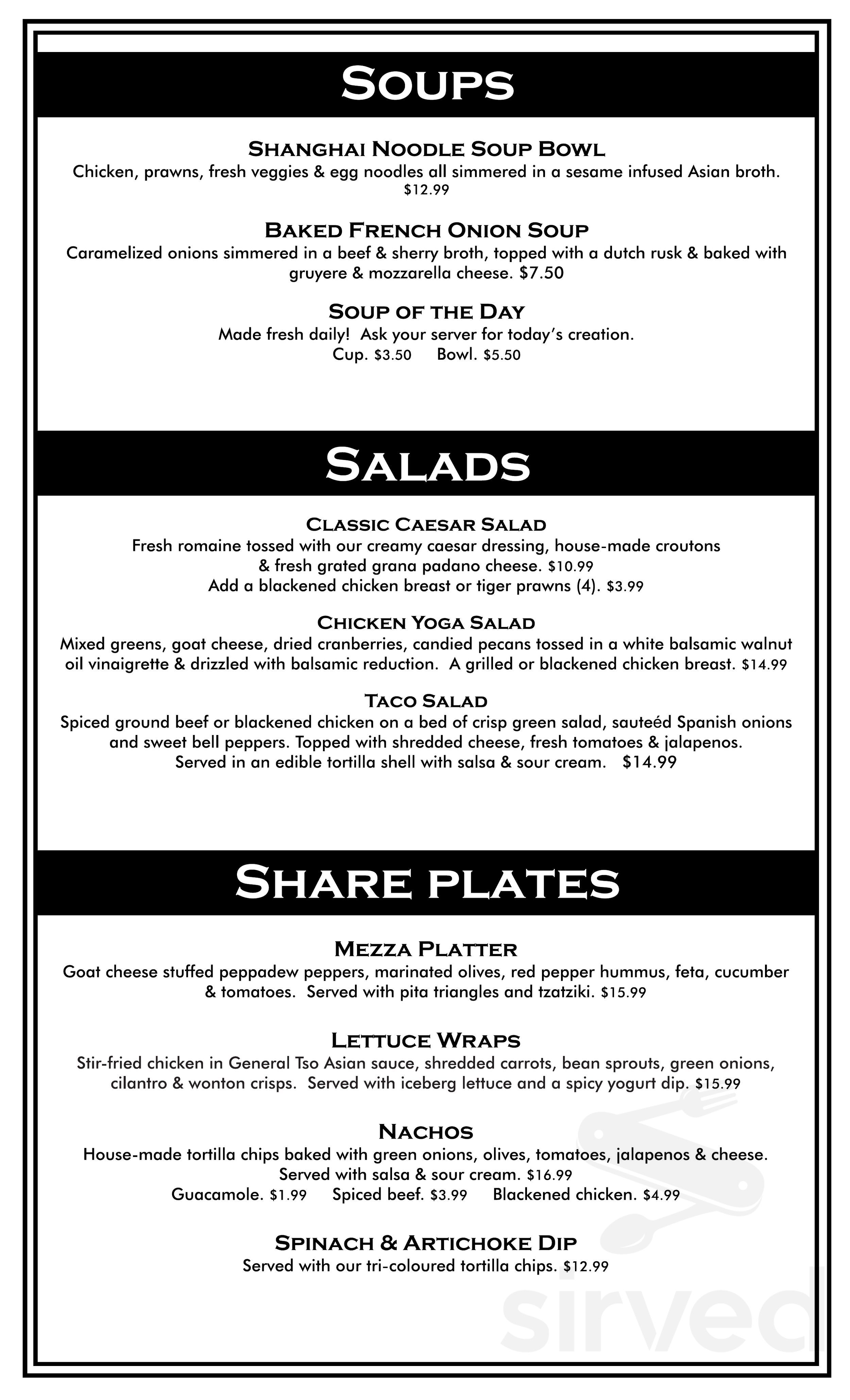 Murrayville Town Pub menu in Langley Twp, British Columbia, Canada