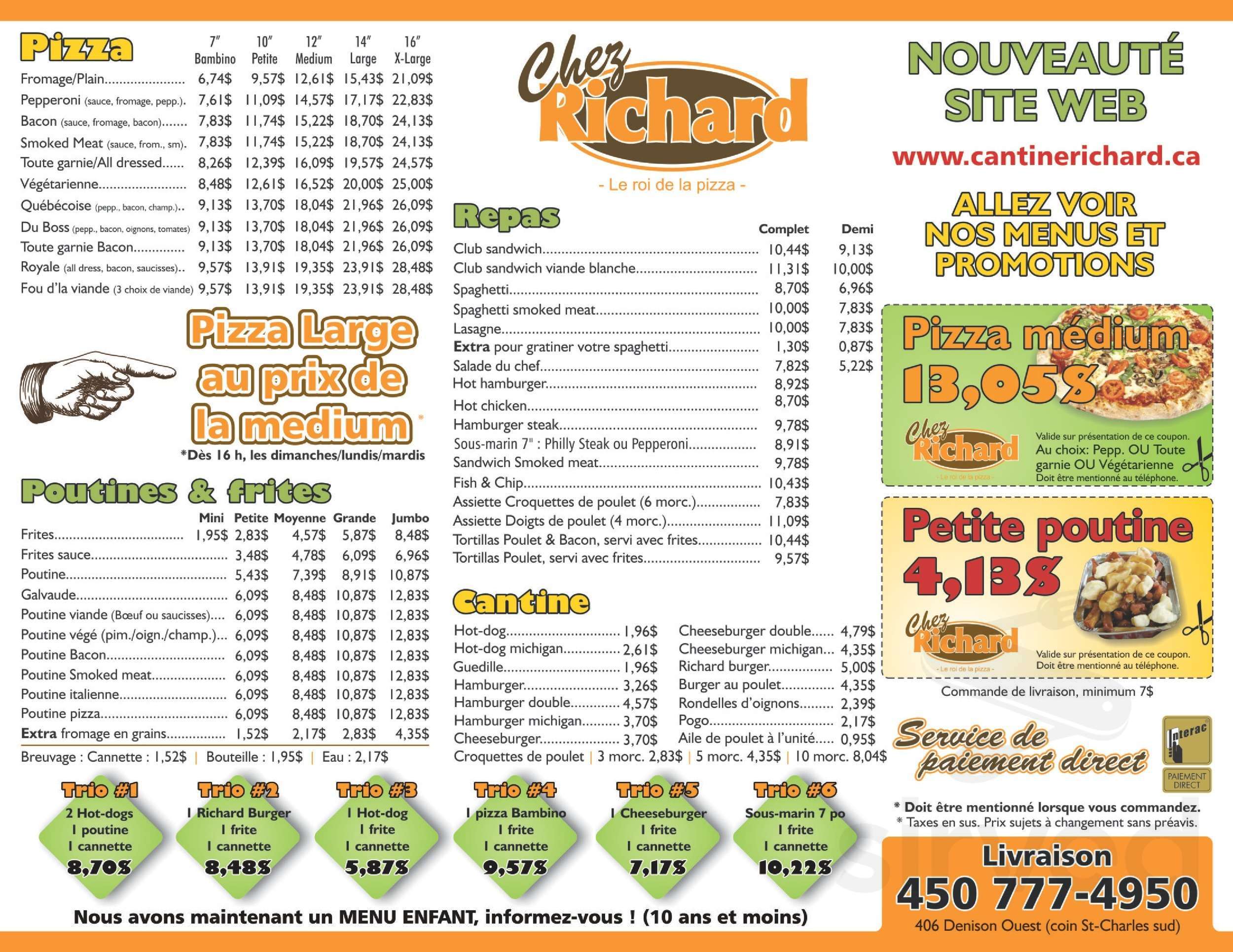 Cantine Chez Richard menu in Granby, Quebec, Canada