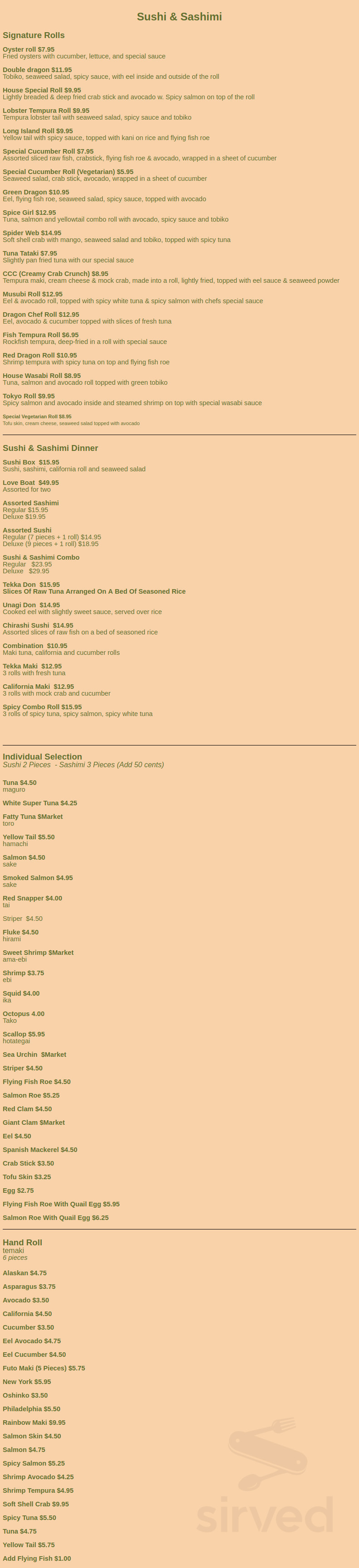 Dragon Chef menu in Culpeper, Virginia, USA