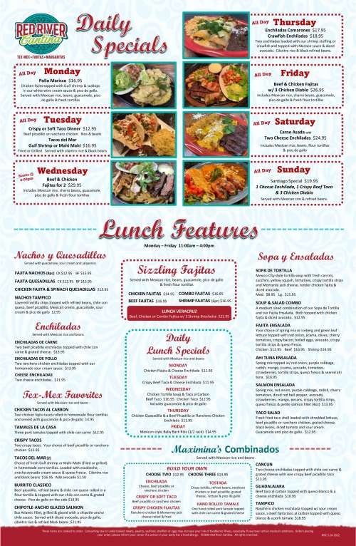 Red River Cantina menu in League City, Texas, USA