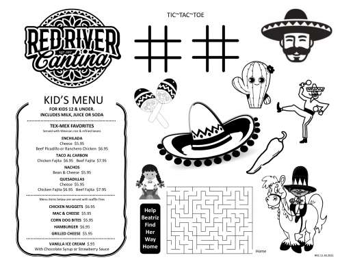Red River Cantina menu in League City, Texas, USA