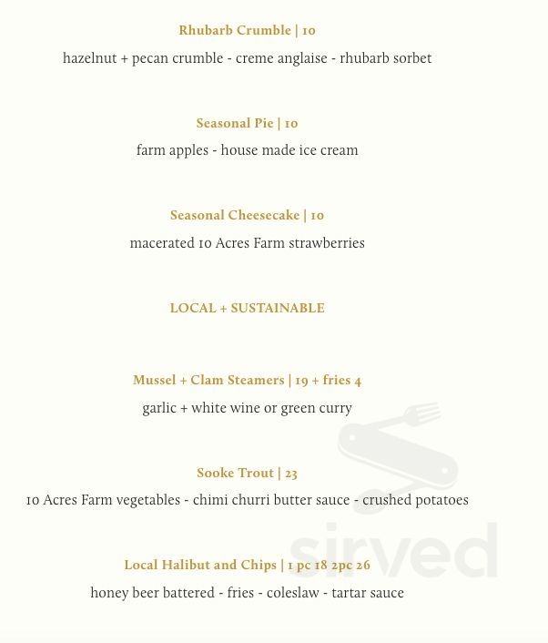 10 Acres at The Pier menus in Sidney, British Columbia, Canada