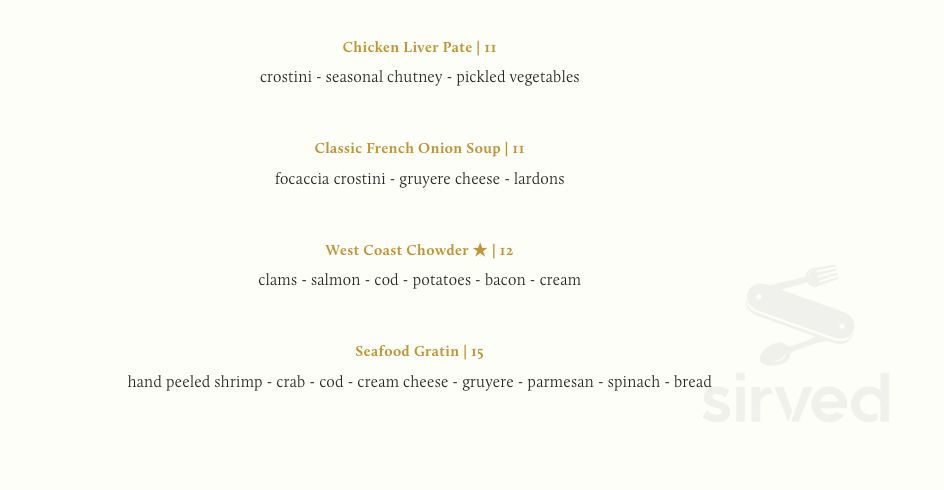 10 Acres at The Pier menus in Sidney, British Columbia, Canada