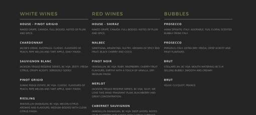 Menu for 10 Acres Bistro in Victoria, BC | Sirved