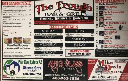 The Trough menu in Mesa, Arizona, USA