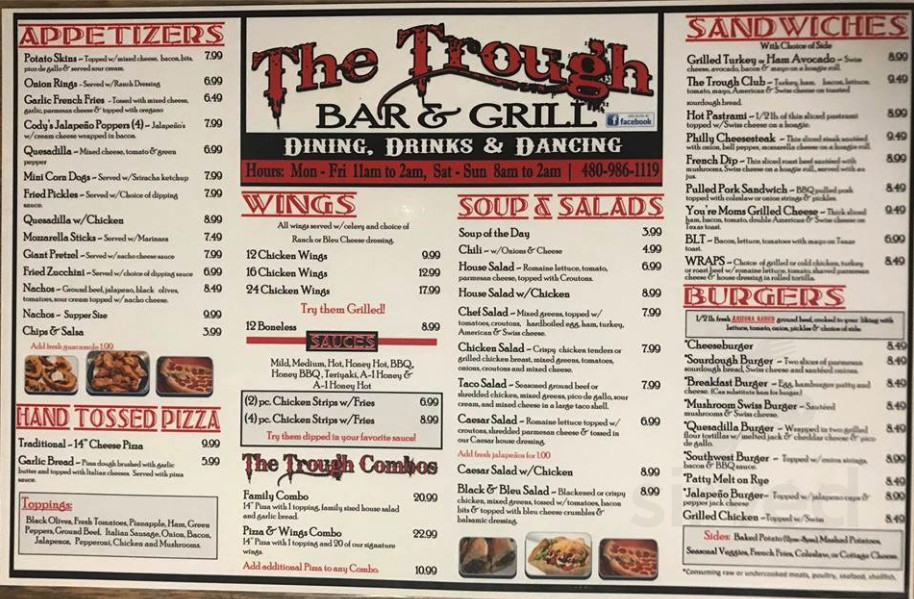 The Trough menu in Mesa, Arizona, USA