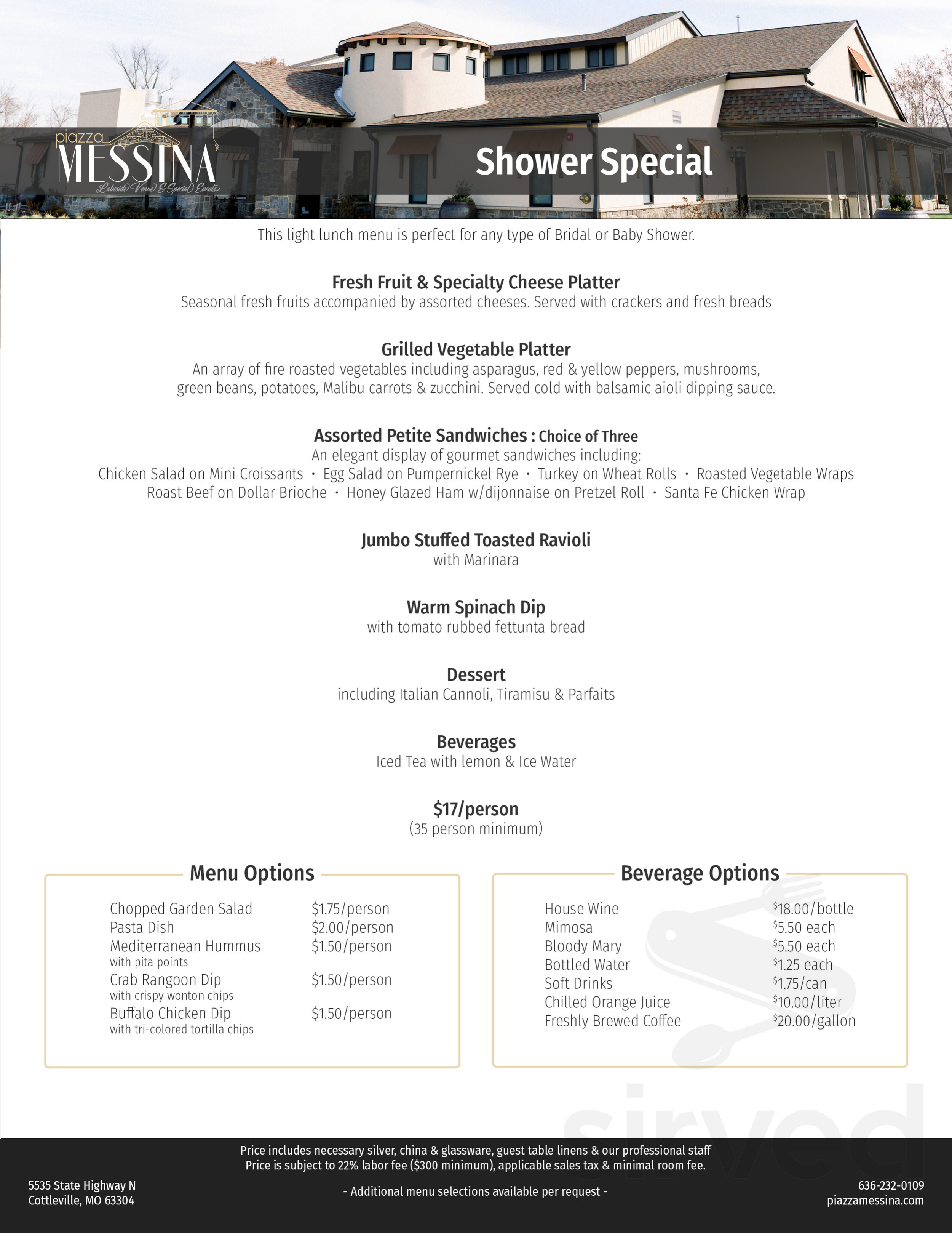 Menu for Piazza Messina in Cottleville, Missouri, United States