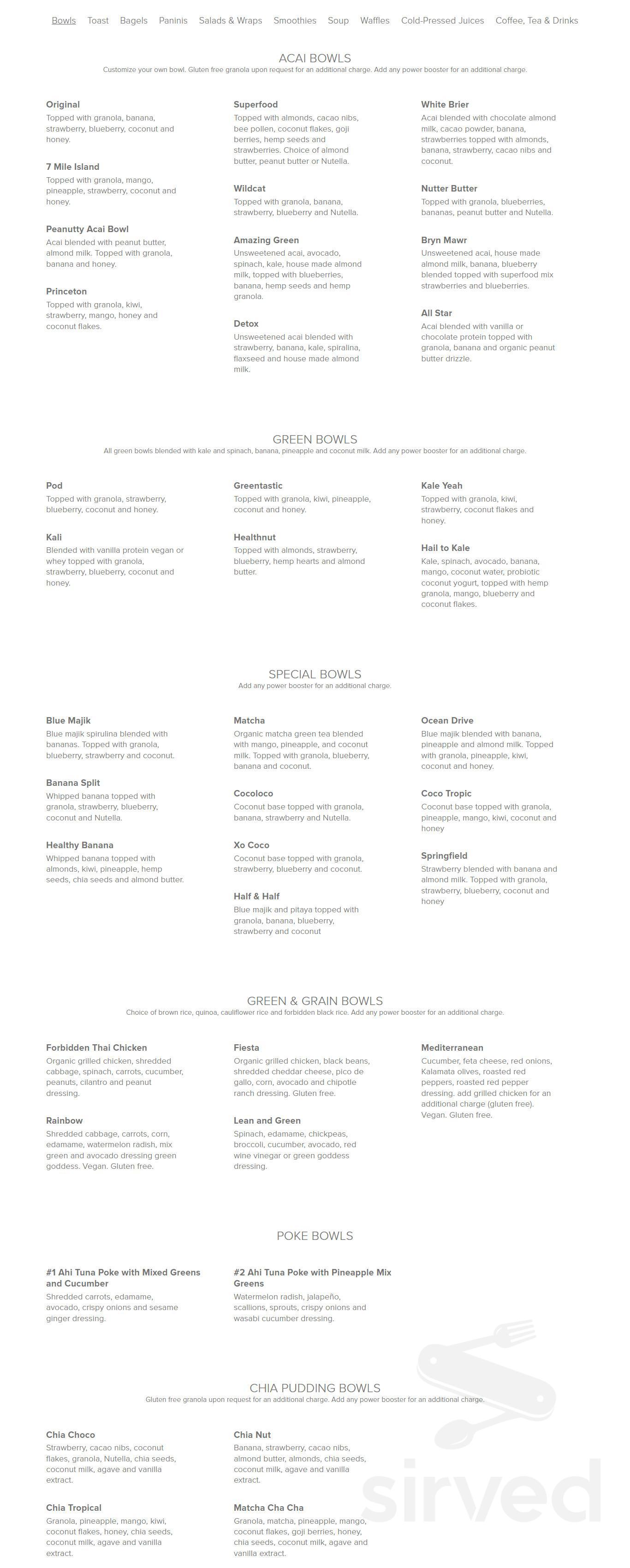 Menu - Folsom PA's The Juice Pod Ridley | Sirved