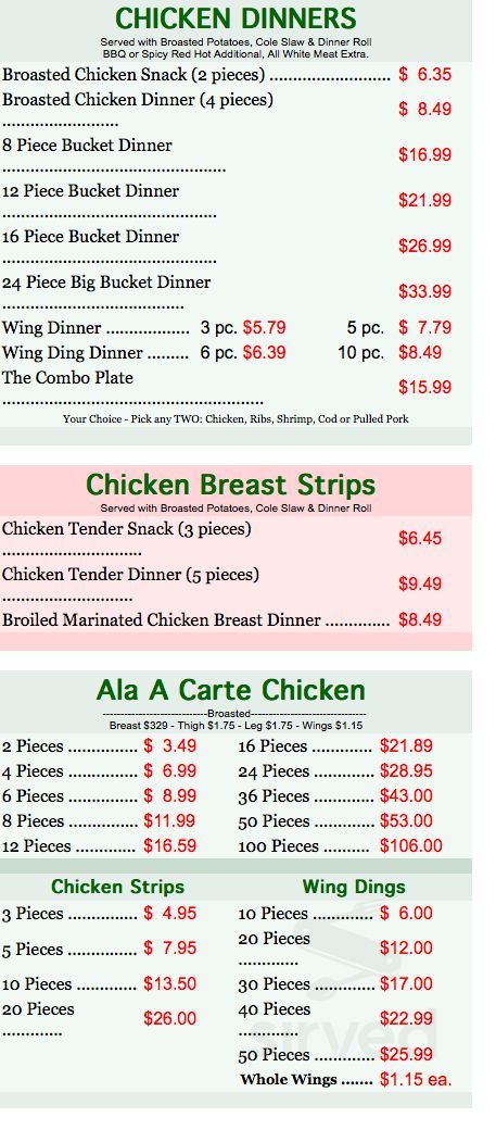 Big Joe's Chicken & Ribs menu in Shelby Township, Michigan, USA