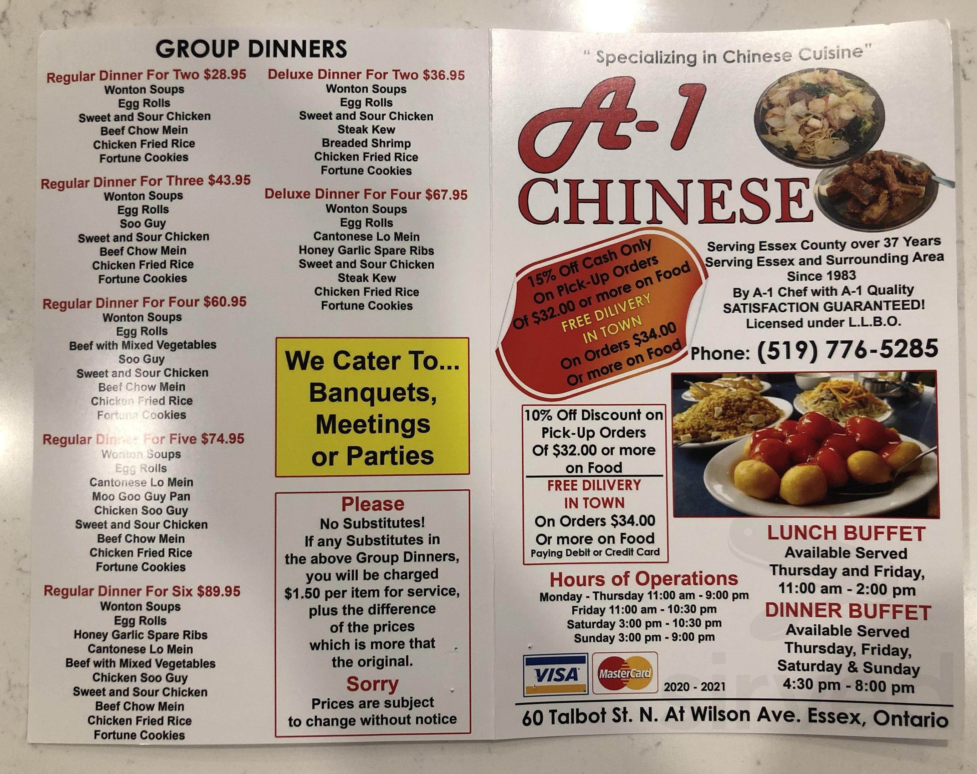 A 1 Chinese Restaurant Menus In Essex Ontario Canada A 1 Chinese Restaurant Menus In Essex Ontario Canada