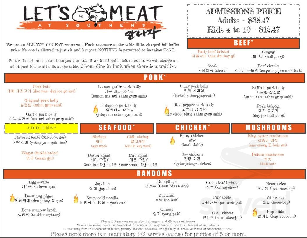 Let's Meat Kbbq menu in Charlotte, North Carolina, USA