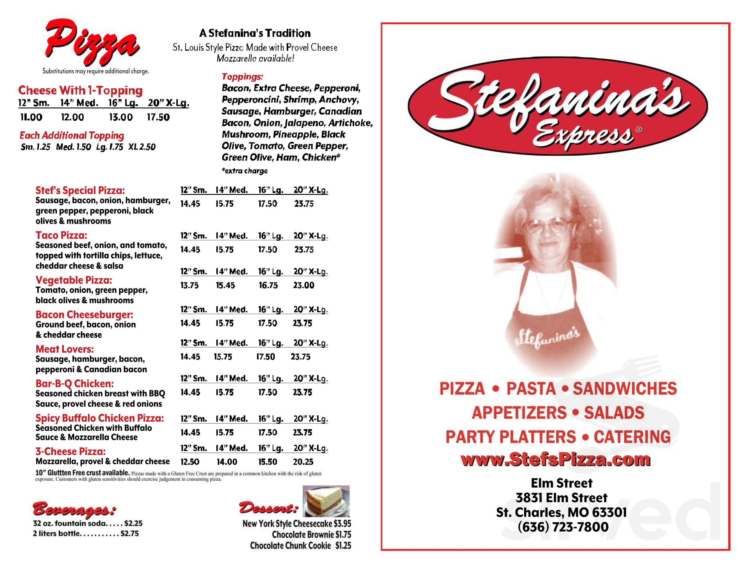 Stef's Pizza Lake St. Louis menu in Lake St Louis, Missouri, USA